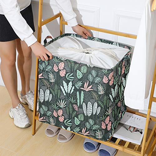 DOITOOL Laundry Baskets, 1pc Cotton and Linen Dirty Laundry Basket Fabric Folding Storage Basket Laundry Basket Household Cloth Basket (100L Green Grass)