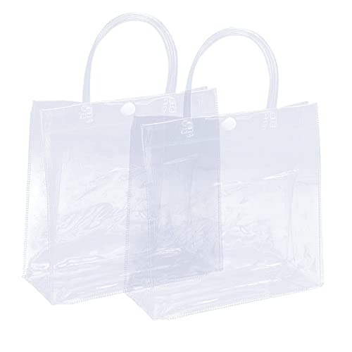 Clear Small Gift Bags with Handles,12 Pcs 5.9x2.8x7.9 inch Waterproof Clear Small Gift Wrap Bags for Wedding,Party,Retail,Holiday