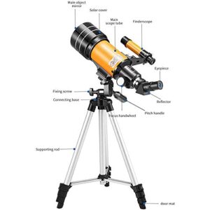 Timisea Kids Beginners Telescope, 70mm Aperture 300mm AZ Mount Astronomical Refracting Telescope for Kids Beginners, with Adjustable Tripod and Phone Adapter to Observe Moon and Planet