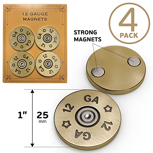 12 Gauge Bullet Brass Magnets - Set of 4