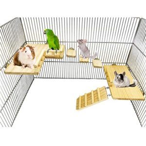 wooden hamster platform with ladder, hamster playground, bird perches cage toys, hamster rat guinea pig chinchilla cage accessories