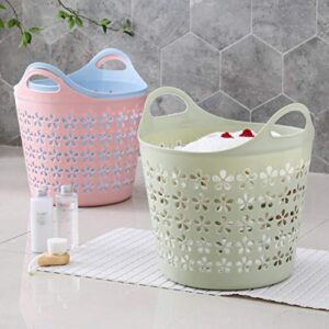 DOITOOL Laundry Baskets, Large Size Plastic Laundry Storage Basket Household Clothes Toy Laundry Basket Portable (Green)