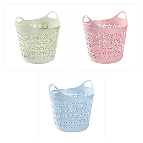 DOITOOL Laundry Baskets, Large Size Plastic Laundry Storage Basket Household Clothes Toy Laundry Basket Portable (Green)