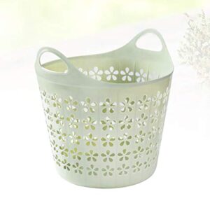 DOITOOL Laundry Baskets, Large Size Plastic Laundry Storage Basket Household Clothes Toy Laundry Basket Portable (Green)