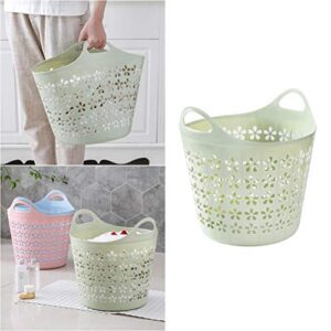 DOITOOL Laundry Baskets, Large Size Plastic Laundry Storage Basket Household Clothes Toy Laundry Basket Portable (Green)