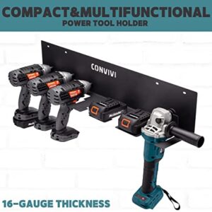 CONVIVI Design Power Tool Holder - Holds 6 Drills Power Tool Storage Rack (Black) - Cordless Power Tool Organizer for Garage - HeavyDuty Drill Holder Wall Mount - Easy to Install