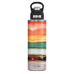 tervis triple walled inkreel - evening tides insulated tumbler cup keeps drinks cold & hot, 40oz wide mouth bottle, stainless steel