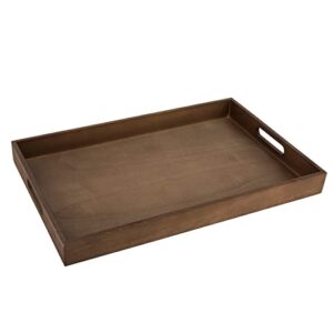 Hammont Wooden Rustic Nested Trays - 5 Pack - Set of Rectangular Dark Brown Burnt Wood Trays for Crafts with Cut Out Handles | Kitchen Nesting Trays for Serving Pastries, Snacks, Mini Bars, Chocolate