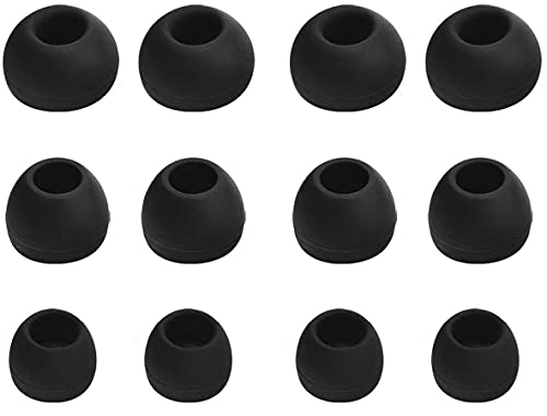 BLLQ 12 PCS Replacement Ear Tips Silicone Earbuds Tips Eartips Compatible with Skullcandy Earphones Compatible with Powerbeats2/3, S/M/L,Black