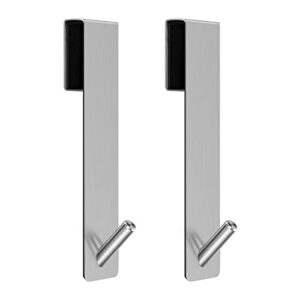 bskssk shower door hooks, 7.5 inches over the door towel hooks hanger extended for bathroom frameless glass door, robe sponge bath hook stainless steel silver 2 pack