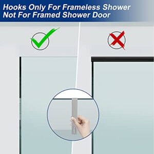 BSKSSK Shower Door Hooks, 7.5 Inches Over The Door Towel Hooks Hanger Extended for Bathroom Frameless Glass Door, Robe Sponge Bath Hook Stainless Steel Silver 2 Pack