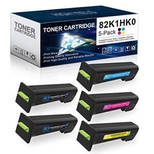 cx820 compatible 82k1hk0 82k1hc0 82k1hm0 82k1hy0 toner cartridge replacement for lexmark cx820dtfe cx825dtfe cs820 cx820 cx825 cx860 cs820dte printer ink cartridge (5 pack, 2bk+1c+1m+1y)