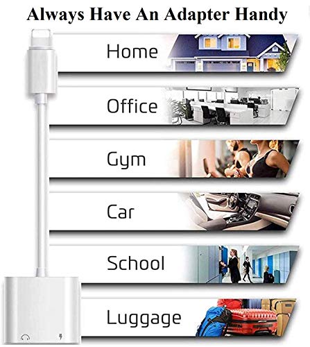 [Apple MFi Certified] iPhone Headphones Adapter & Splitter, 2 in 1 Dual Lightning Charger Cable Aux Audio Adapter Converter for iPhone 12/11/XS/XR/X/8/7/6/iPad, Support Calling+Charging+Music Control