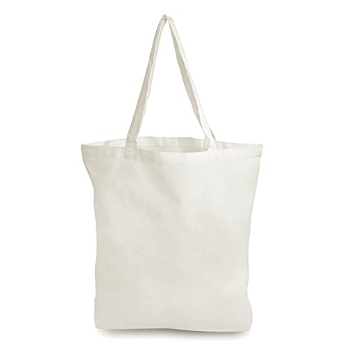 Canvas Bags with Handles - Plain Natural Cotton Totes Made from Organic Fabric, Reusable Cloth Shopping Bags for Grocery, Market, Beach, Pool, Gifts, DIY, Washable & Eco Friendly 4 Pcs – 15.7x3.3x15.7