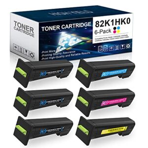 82k1hk0 82k1hc0 82k1hm0 82k1hy0 toner cartridge compatible replacement for lexmark cs820 cx820 cx825 cx860 cs820dte cx820dtfe cx825dtfe printer toner cartridge (6 pack, 3bk+1c+1m+1y)