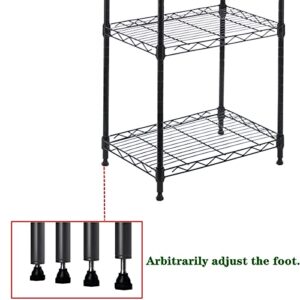 GIOTORENT 6-Tier Storage Shelves Standing Shelving Metal Units, Adjustable Height Wire Shelf Display Rack for Pantry Laundry Bathroom Kitchen 16.6” x 11.6” x 63” (6-Tier-Down, Black)