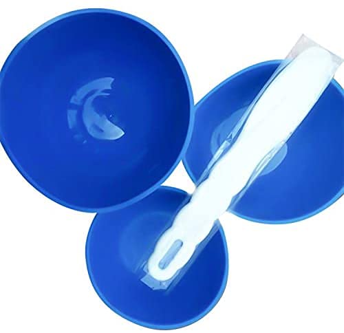 EustomA 4Pcs One Set Silicone Flexible Rubber Plaster Impression Mixed Alginate Bowl Dental Lab Mixing Bowls Blue