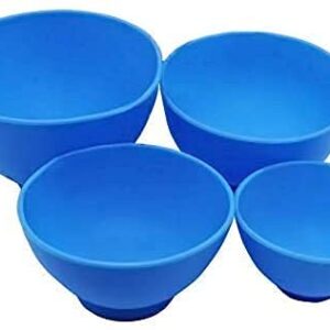 EustomA 4Pcs One Set Silicone Flexible Rubber Plaster Impression Mixed Alginate Bowl Dental Lab Mixing Bowls Blue