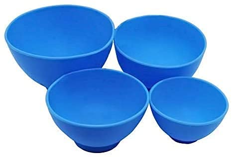 EustomA 4Pcs One Set Silicone Flexible Rubber Plaster Impression Mixed Alginate Bowl Dental Lab Mixing Bowls Blue