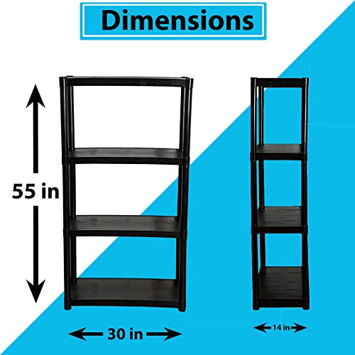 Juggernaut Storage 30"W x 14"D x 55"H 4-Shelf Resin Shelving, 280lb Capacity Black (SRS3014-4BLK)