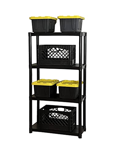 Juggernaut Storage 30"W x 14"D x 55"H 4-Shelf Resin Shelving, 280lb Capacity Black (SRS3014-4BLK)