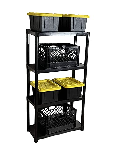 Juggernaut Storage 30"W x 14"D x 55"H 4-Shelf Resin Shelving, 280lb Capacity Black (SRS3014-4BLK)