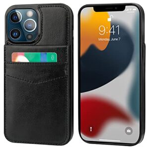 KIHUWEY Compatible with iPhone 13 Pro Max Case Wallet with Credit Card Holder, Premium Leather Magnetic Clasp Kickstand Heavy Duty Protective Cover for iPhone 13 Pro Max 6.7 Inch(Black)