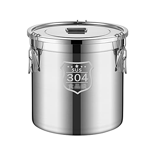 Stockpots 304 Stainless Steel Sealed Storage Bucket with Lid, Double Seal, Commercial Large-capacity, Moisture-proof，leak-proof (Size : 3030cm(21L))