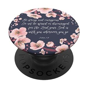 joshua 1 9 christian bible verse pink blue scripture quote popsockets swappable popgrip