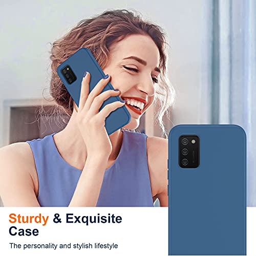 LeYi for Samsung Galaxy A02S Case, Samsung A02S Case with [2 x Tempered Glass Screen Protector], Full-Body Shockproof Soft Liquid Silicone Hybrid Protective Phone Cover Case for Galaxy A02S, Blue