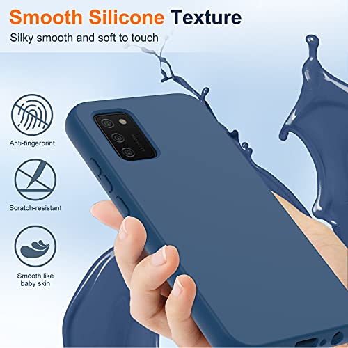 LeYi for Samsung Galaxy A02S Case, Samsung A02S Case with [2 x Tempered Glass Screen Protector], Full-Body Shockproof Soft Liquid Silicone Hybrid Protective Phone Cover Case for Galaxy A02S, Blue