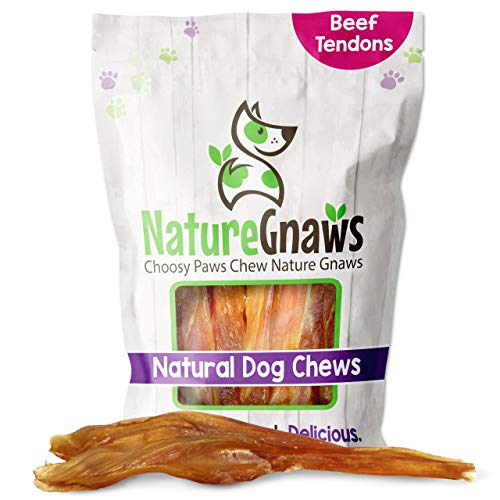 Nature Gnaws Tendons for Large Dogs - Premium Natural Beef Dental Sticks - Long Lasting Tasty Dog Chew Treats for Aggressive Chewers - Rawhide Free