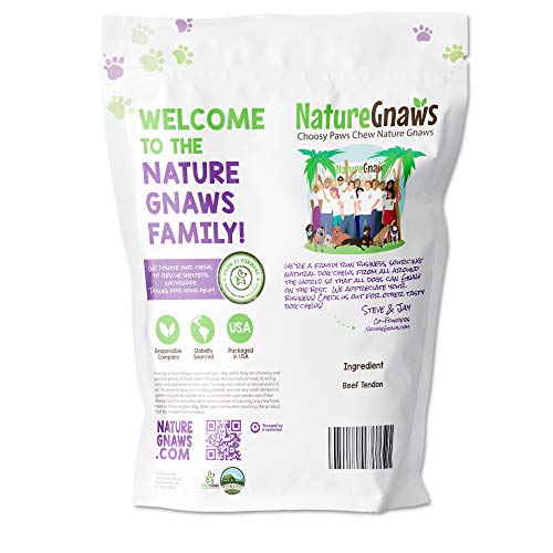 Nature Gnaws Tendons for Large Dogs - Premium Natural Beef Dental Sticks - Long Lasting Tasty Dog Chew Treats for Aggressive Chewers - Rawhide Free