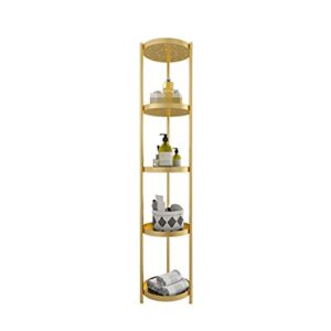 lichuan bathroom floor storage corner tower open metal shelves compact shelving display unit for bath office bedroom living room decor (color : gold, size : 5 tier)