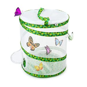 zfc us butterfly habitats mesh grasshopper silkworm firefly butterfly and insect habitat cage butterfly kit 12 x 14 inches pop-up including 6 artificial butterfly unrestricted clear vision