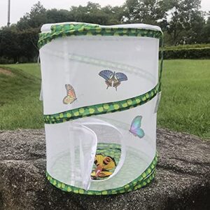 ZFC US Butterfly Habitats Mesh Grasshopper Silkworm Firefly Butterfly and Insect Habitat Cage Butterfly Kit 12 X 14 Inches Pop-up Including 6 Artificial Butterfly Unrestricted Clear Vision