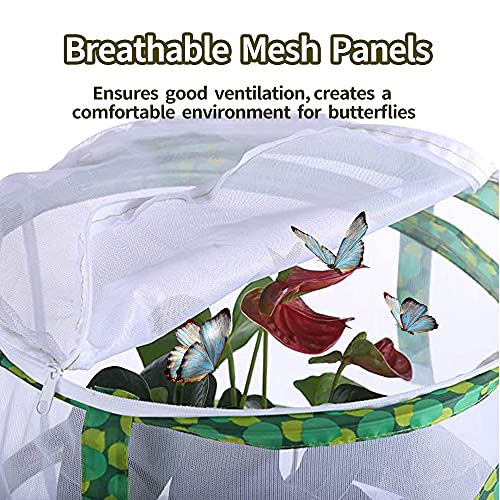 ZFC US Butterfly Habitats Mesh Grasshopper Silkworm Firefly Butterfly and Insect Habitat Cage Butterfly Kit 12 X 14 Inches Pop-up Including 6 Artificial Butterfly Unrestricted Clear Vision