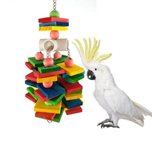 airuifeng medium large bird chew toy for parrot macaw african greys cockatoo eclectus parakeet cockatiel conure lovebirds cage wood blocks toy