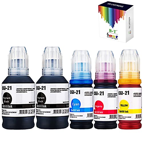 B-T Compatible Ink Bottle Replacement for Canon GI-21 GI21 GI 21 BK C M Y Used for Canon Pixma G3260 G2260 G1220 (2 Black 1 Cyan 1 Magenta 1 Yellow)