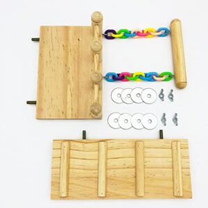 Bird Wooden Play Gyms Stands with Climbing Ladder and Acrylic Wood Swing for Green Cheeks, Lovebirds, Finches, Conures, Cockatiels, Parakeets, Bird Perches Cage Play Chewing Toys