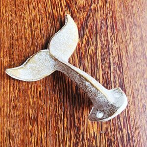 BECUTY Set of 2 Cast Iron Wall Hook-Unique Whale Tail Shape (Gold & White Finish)