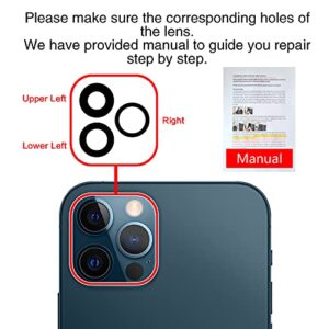 2PCS ASDAWN Back Rear Camera Lens Glass Replacement for iPhone 12 Pro Max 6.7 Inches with Pre-Installed Adhesive, Back Glass Camera Lens with Installation Manual + Repair Tool Set