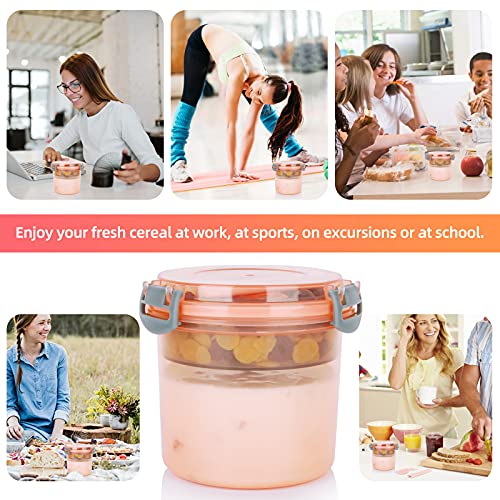 Genteen Overnight Oats Containers with Lids, Yogurt Parfait Cups with Lids Snack Containers with Topping Cereal or Overnight Oats Container Ideal for Meal Prep Breakfast (Without Ice-Pack)