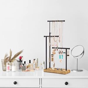 SRIWATANA Jewelry Organizer Stand, Extra Tall Necklace Holder Jewelry Holder (Carbonized Black & Black)