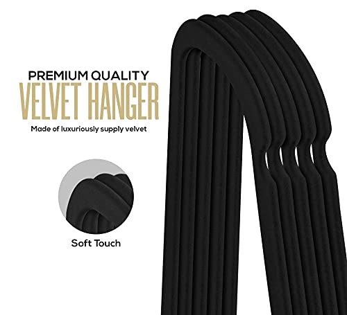 Utopia Home Value Pack of Black Velvet and White Plastic Hangers- Ultra Thin Strong Hangers with Notches- No More Slippage- Space Saving - Pack of 100