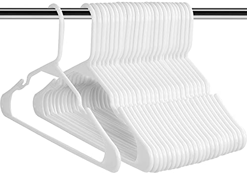 Utopia Home Value Pack of Black Velvet and White Plastic Hangers- Ultra Thin Strong Hangers with Notches- No More Slippage- Space Saving - Pack of 100