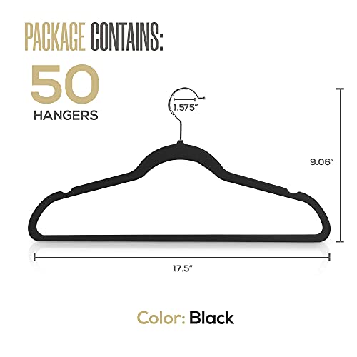 Utopia Home Value Pack of Black Velvet and White Plastic Hangers- Ultra Thin Strong Hangers with Notches- No More Slippage- Space Saving - Pack of 100