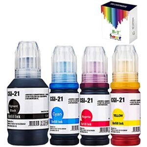 B-T Compatible Ink Bottle Replacement for Canon GI-21 GI21 GI 21 BK C M Y Used for Canon Pixma G3260 G2260 G1220 (Black Cyan Magenta Yellow)