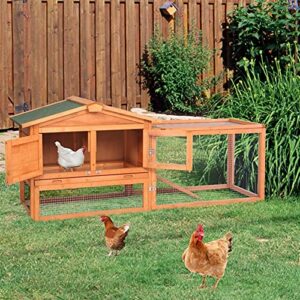 HJL Habitat Supplies Warehouse 61Inch Waterproof Two-Tier Wooden Rabbit Hutch Cage Chicken Coop House Bunny Hen Pet Animal Backyard Completely Friendly (Color : Natural)