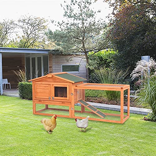 HJL Habitat Supplies Warehouse 61Inch Waterproof Two-Tier Wooden Rabbit Hutch Cage Chicken Coop House Bunny Hen Pet Animal Backyard Completely Friendly (Color : Natural)